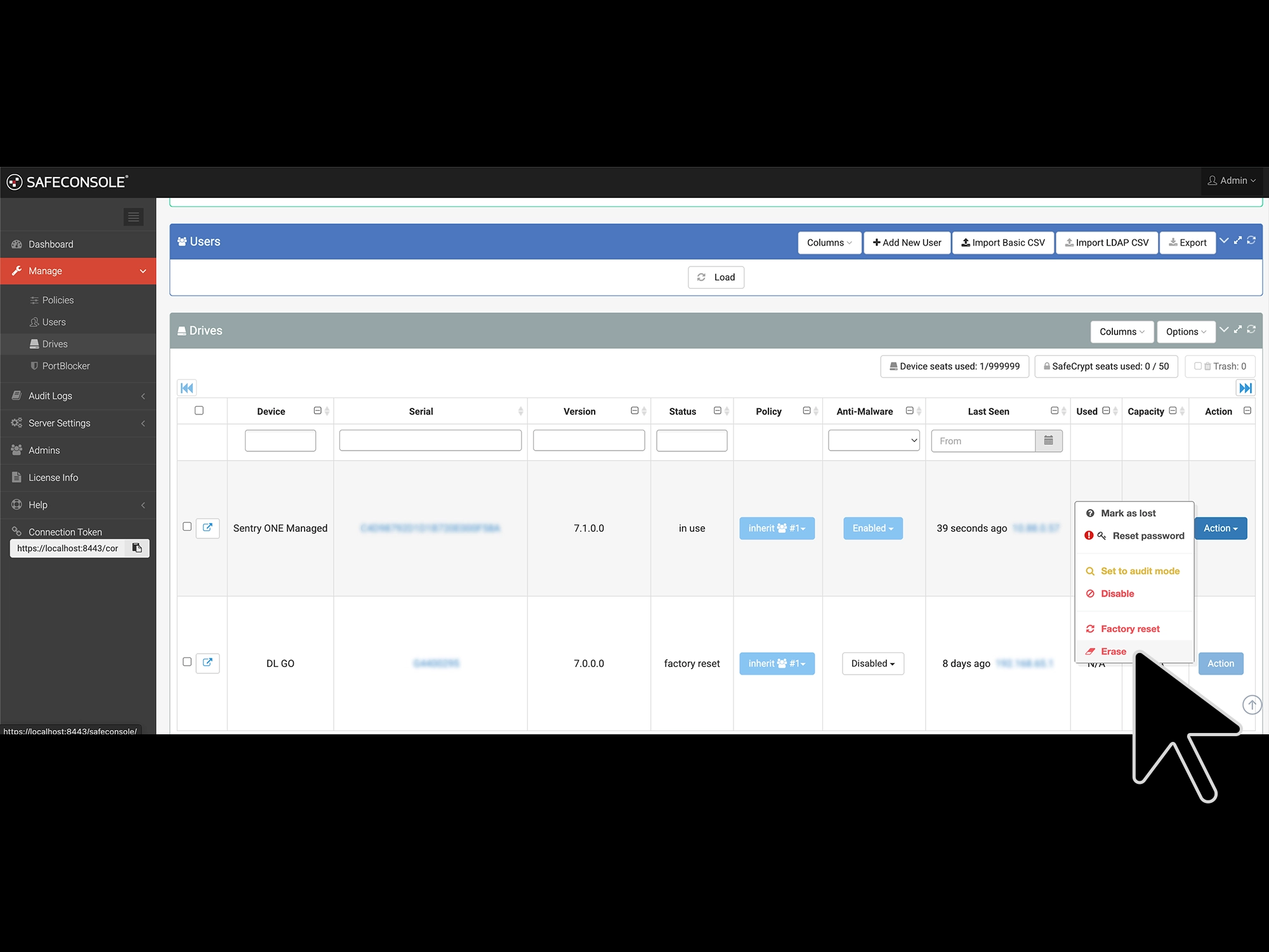 SafeConsole USB Certified Data Erasure | NIST 800-88